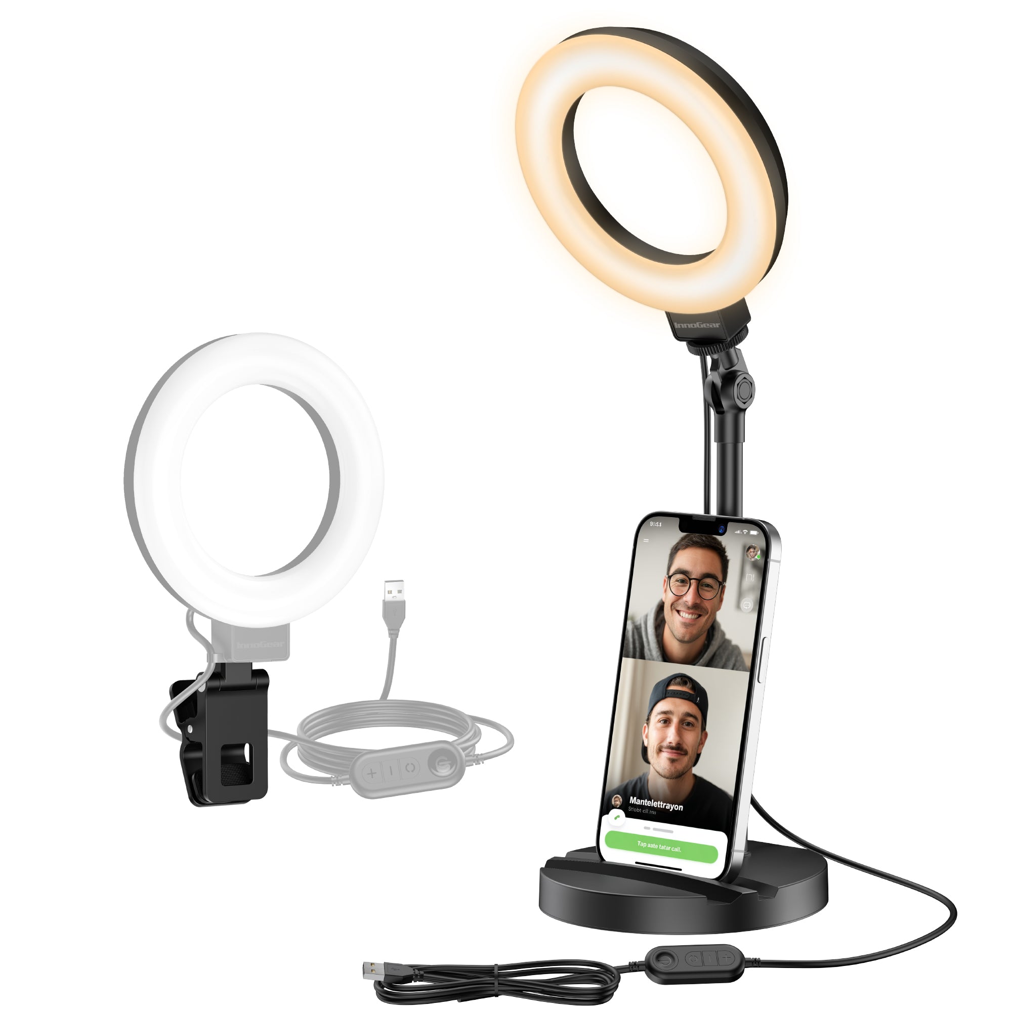 InnoGear Desk Ring Light with Stand, 60 LED Overhead Portable Selfie L