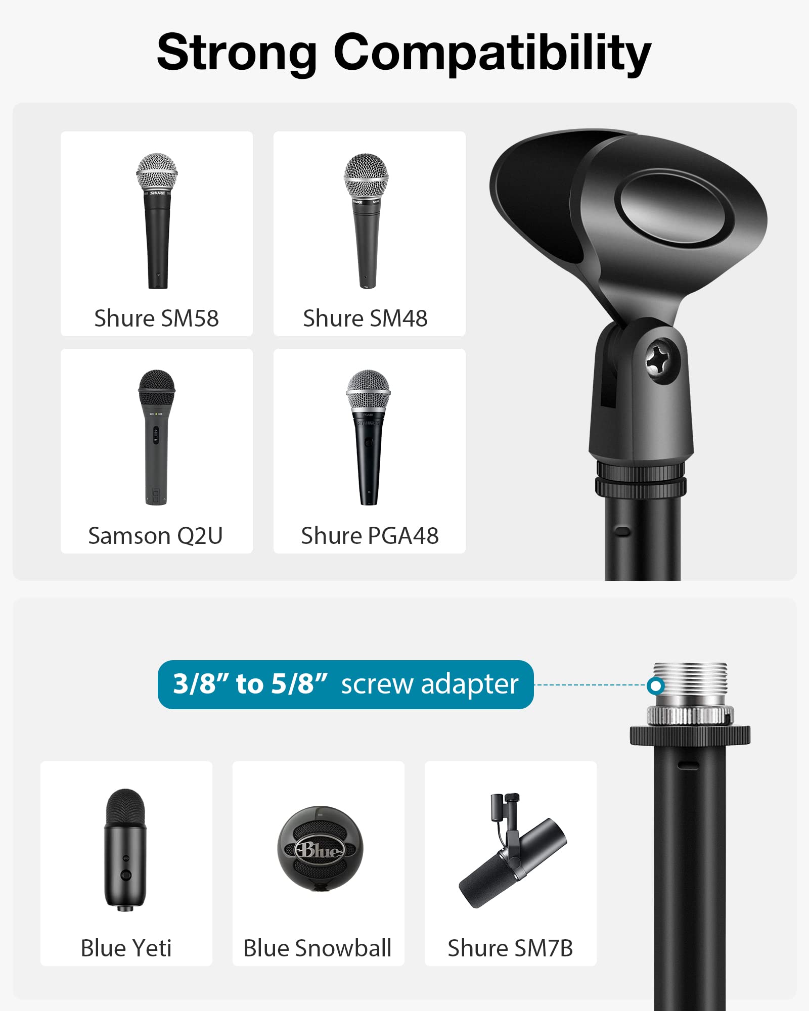 InnoGear Mic Stand Desk, Adjustable Desktop Microphone Stand Table wit