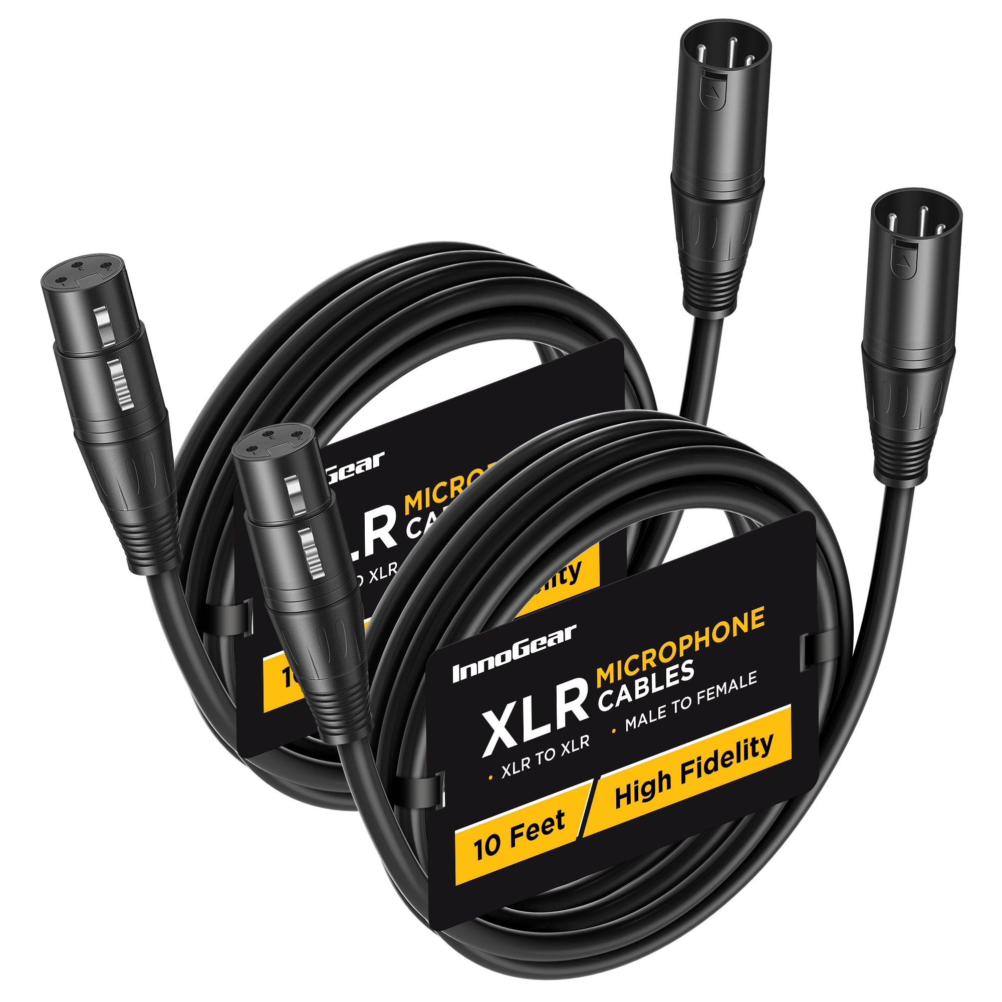 InnoGear XLR Microphone Cable 10 Feet 2 Pack Male to Female 3-Pin Bala
