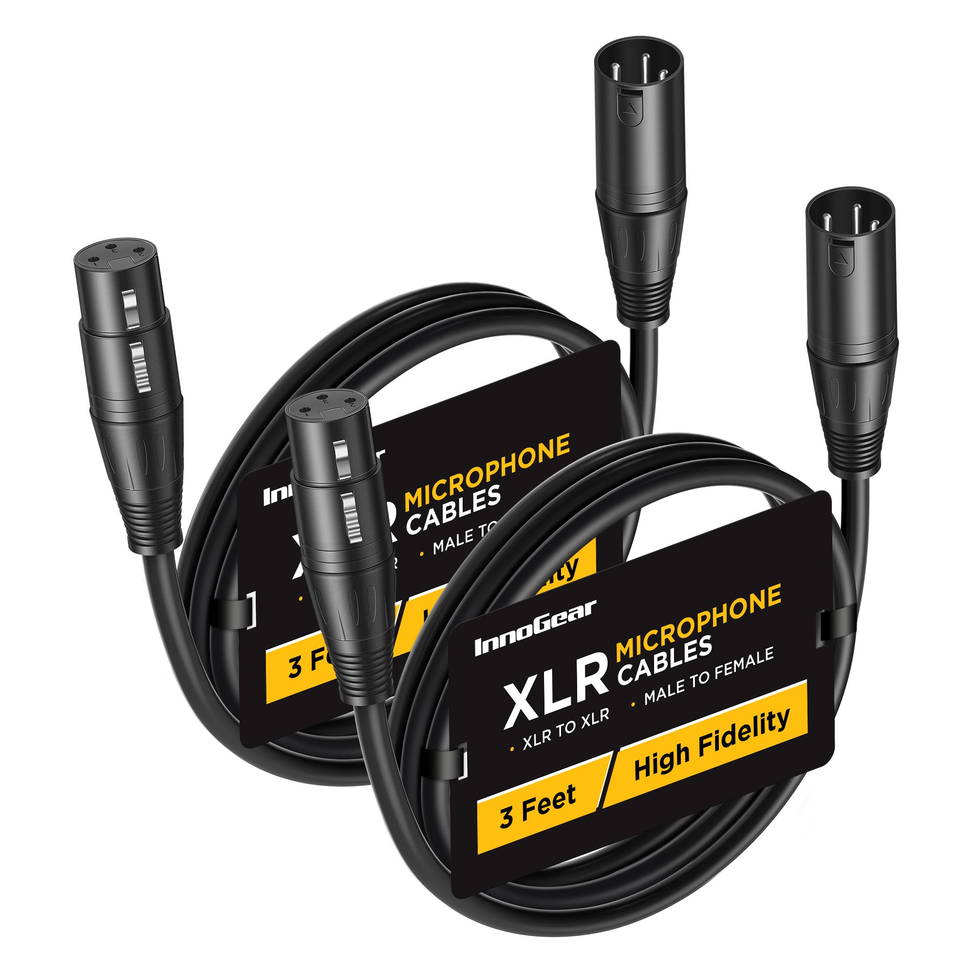InnoGear XLR Microphone Cable 3 Feet 2 Pack Male to Female 3-Pin Balan