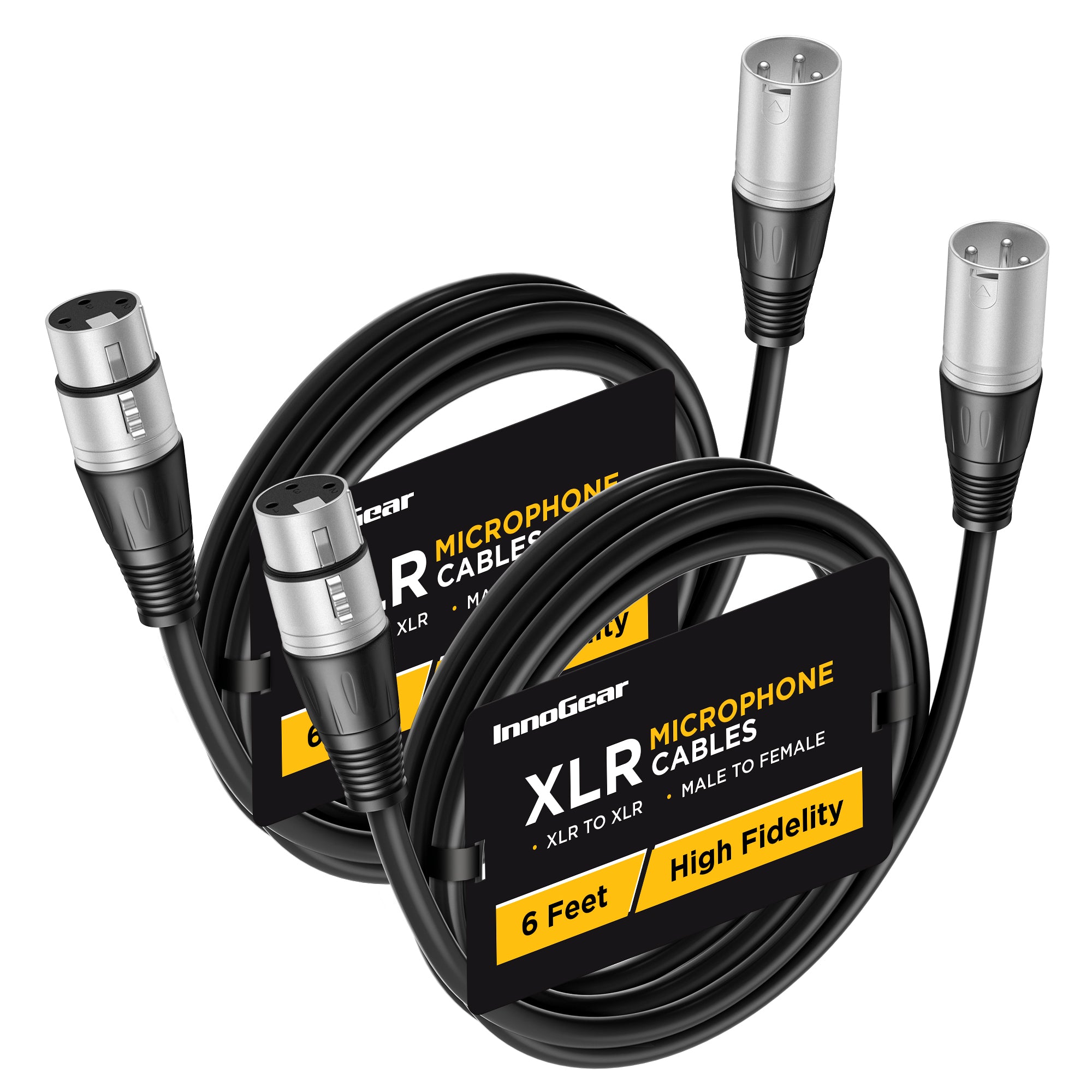 InnoGear XLR Microphone Cables, 6 Feet 2 Pack Oxygen-Free Copper Male