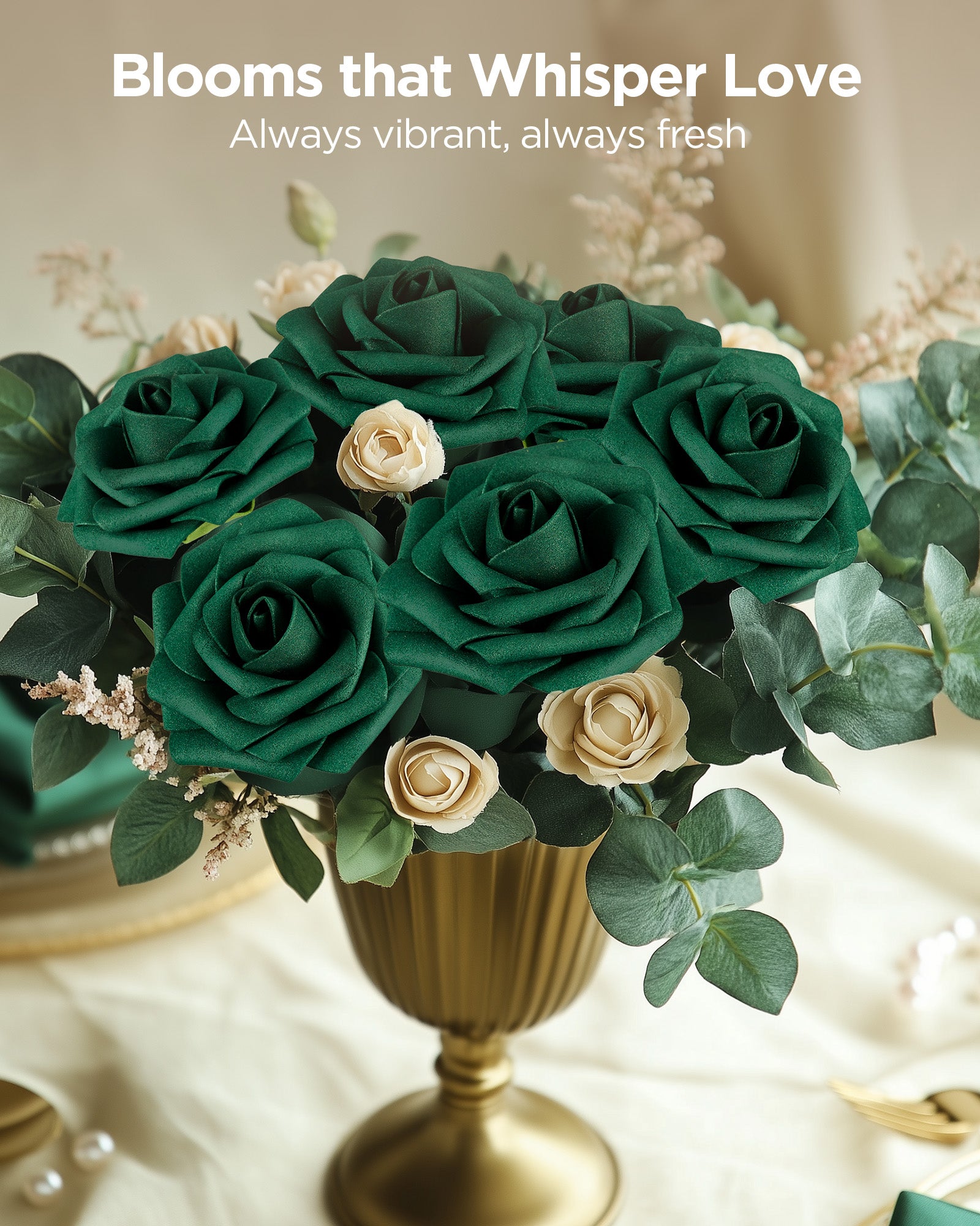 InnoGear Artificial Flowers, 50 Pcs Hunt Green Foam Fake Roses Bulk ...