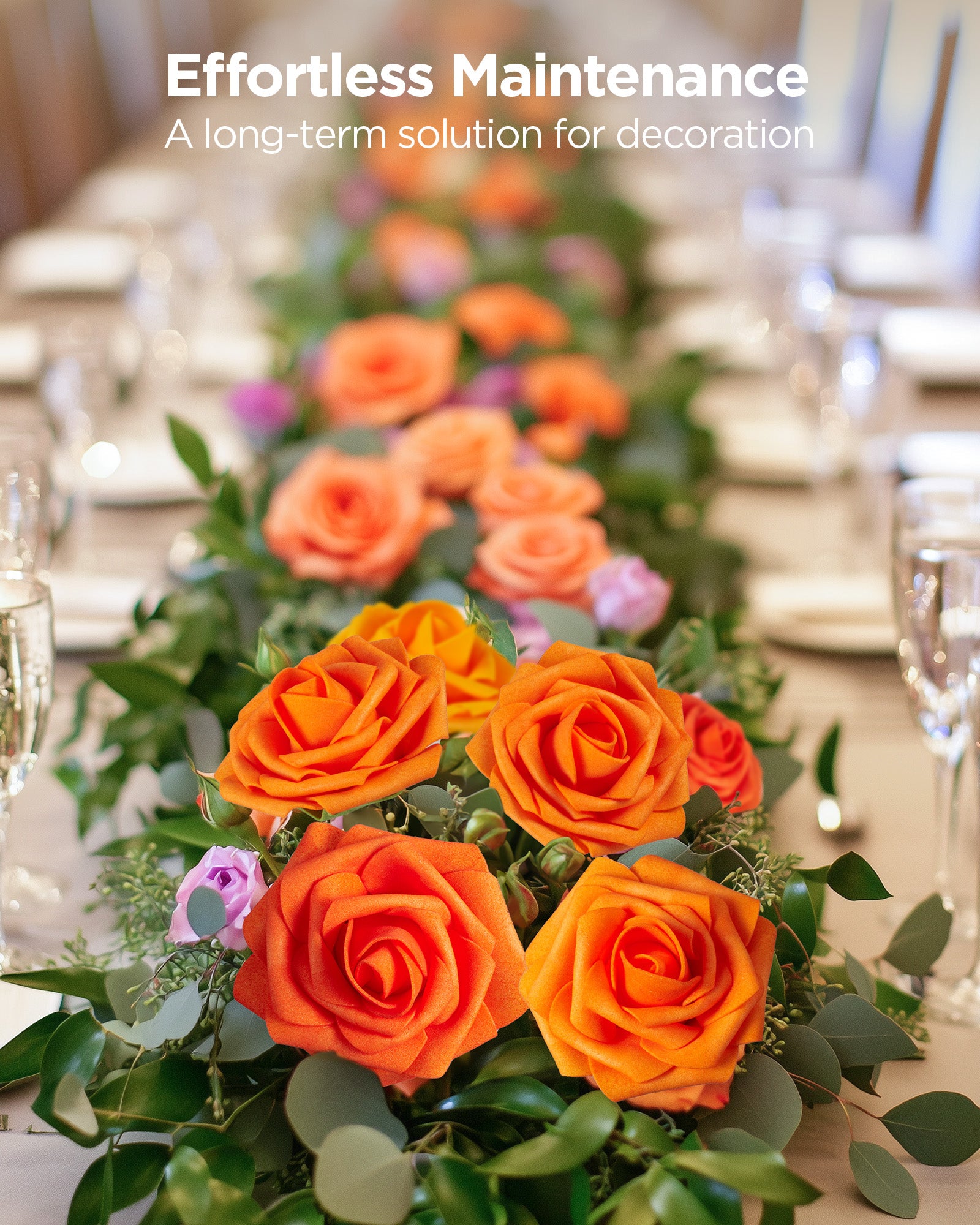 InnoGear Artificial Flowers, 50 Pcs Shades of Orange Foam Fake Roses B