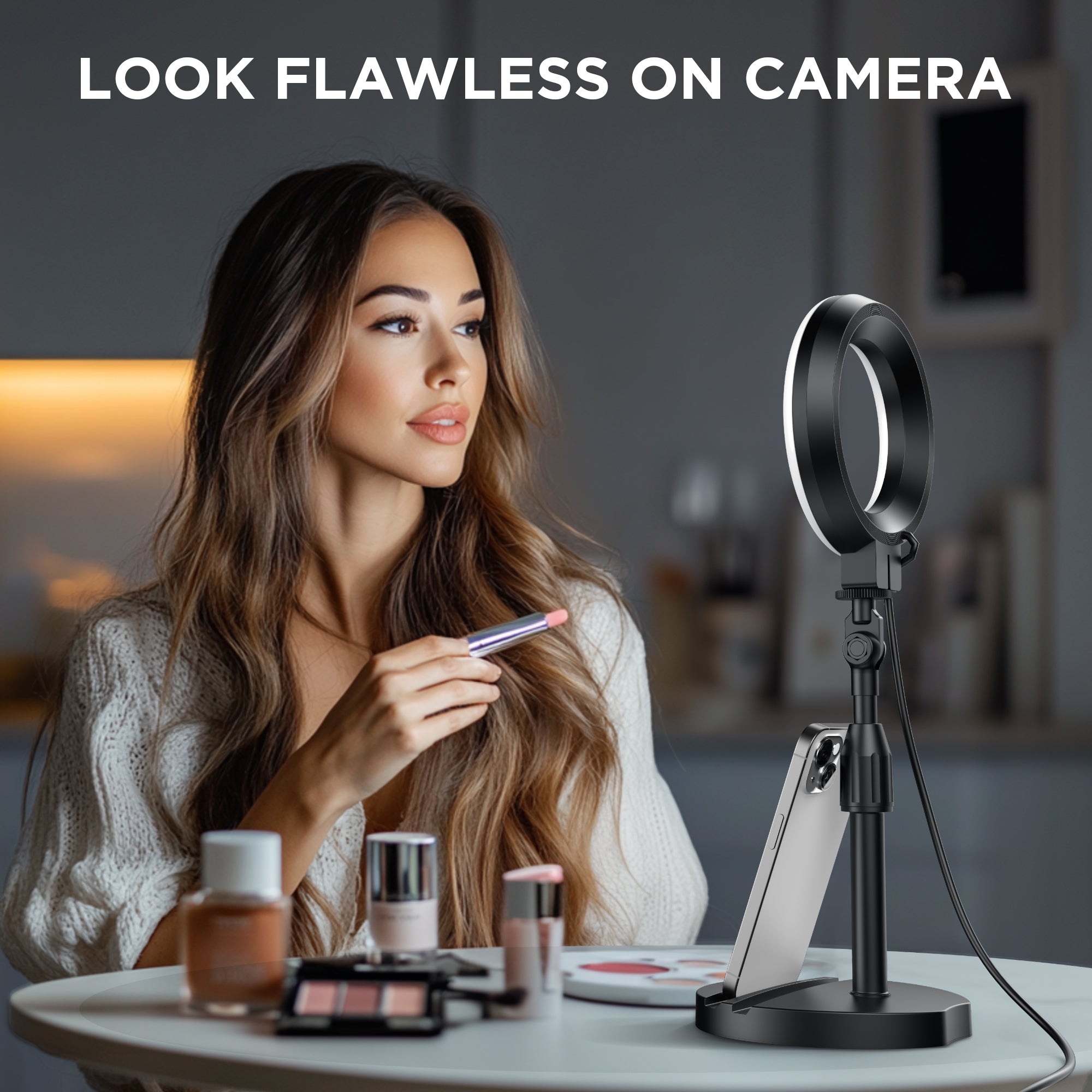 InnoGear Desk Ring Light with Stand, 60 LED Overhead Portable Selfie L