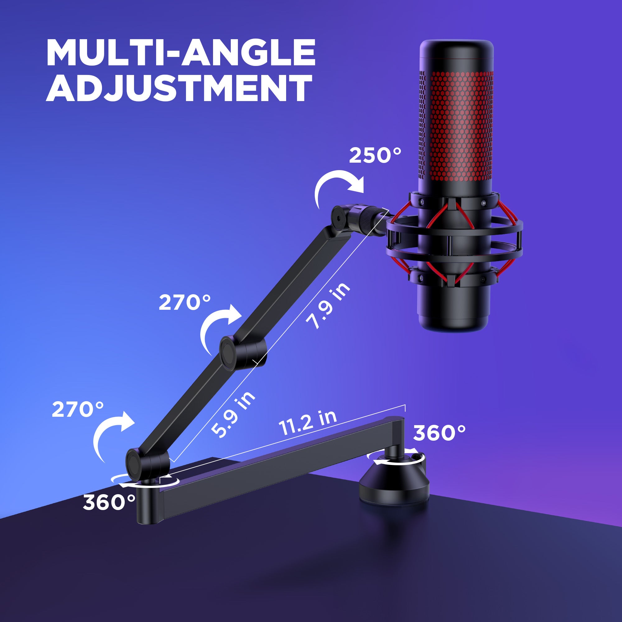 InnoGear Low Profile Mic Arm, 360° Rotatable Microphone Arm Stand Fold