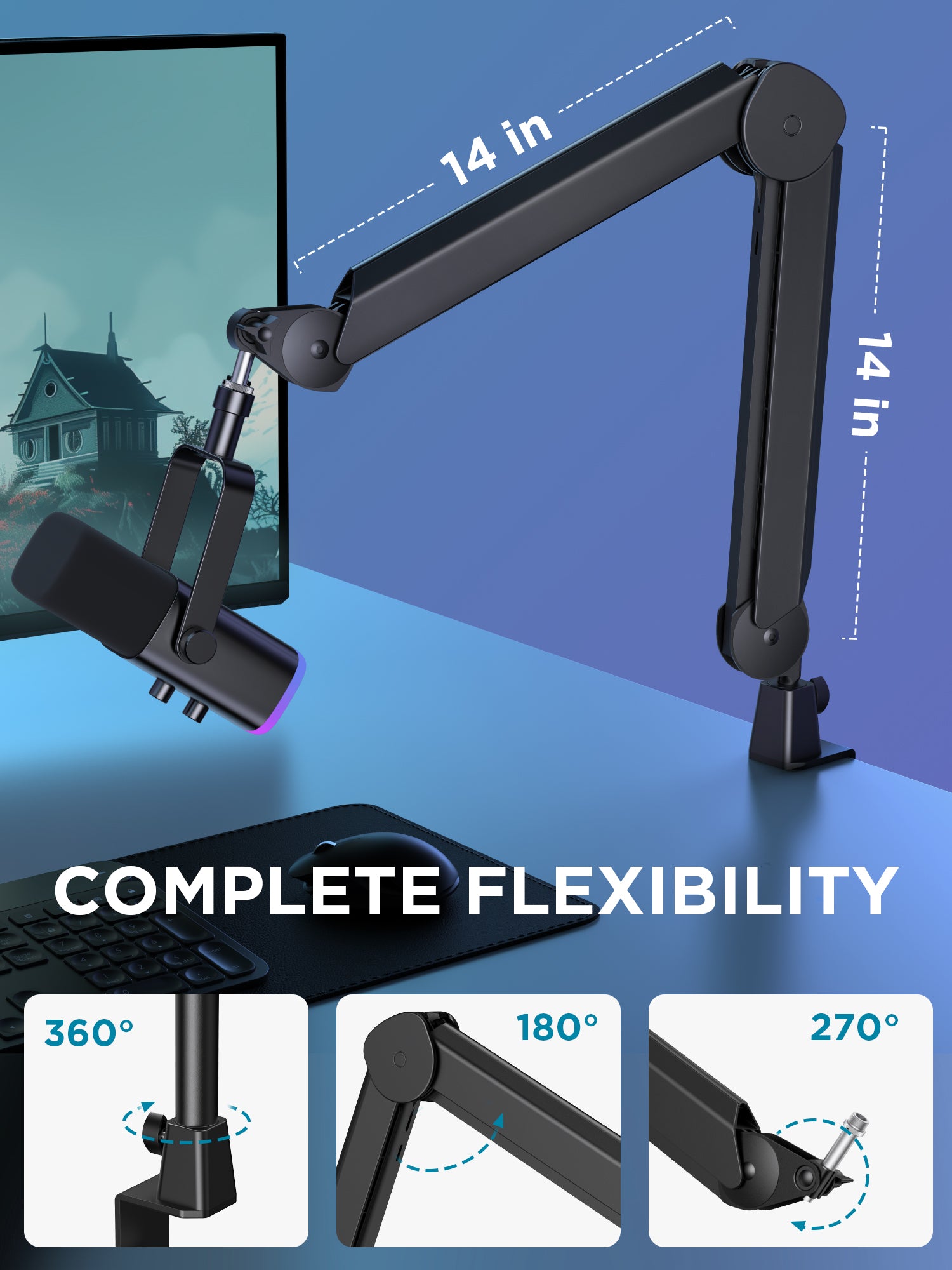 InnoGear Mic Arm, Boom Arm with Cable Management Channels Microphone S