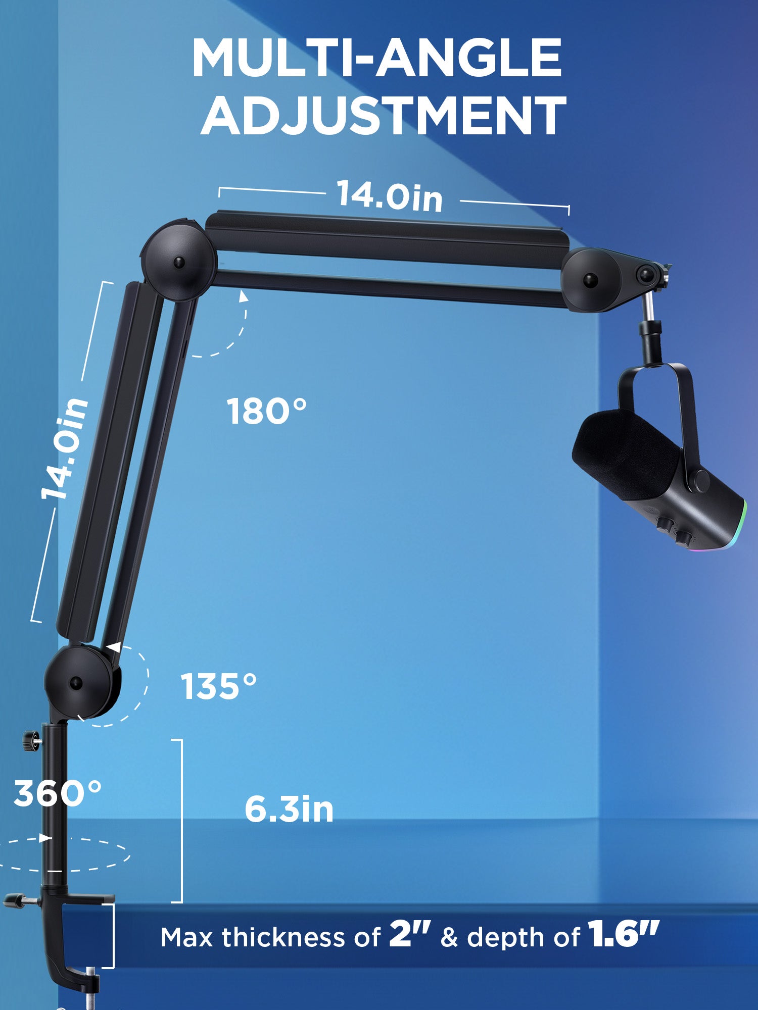 InnoGear Mic Stand, Boom Arm Microphone Stand Desk with Mount Clamp Ca