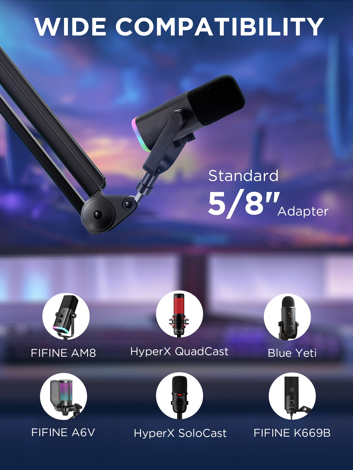 InnoGear Mic Stand, Boom Arm Microphone Stand Desk with Mount Clamp Ca
