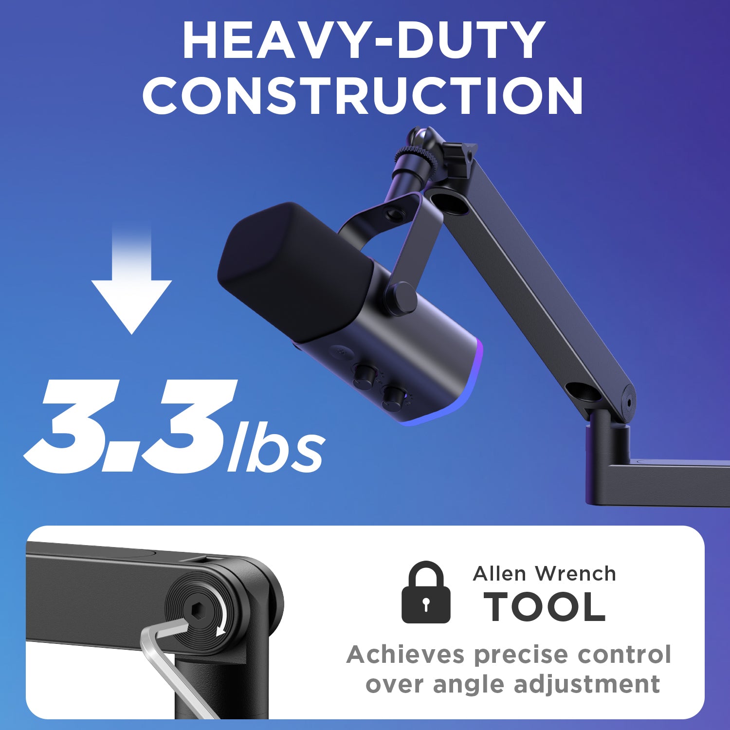 InnoGear Microphone Boom Arm, 360° Rotatable Low Profile Mic Stand wit