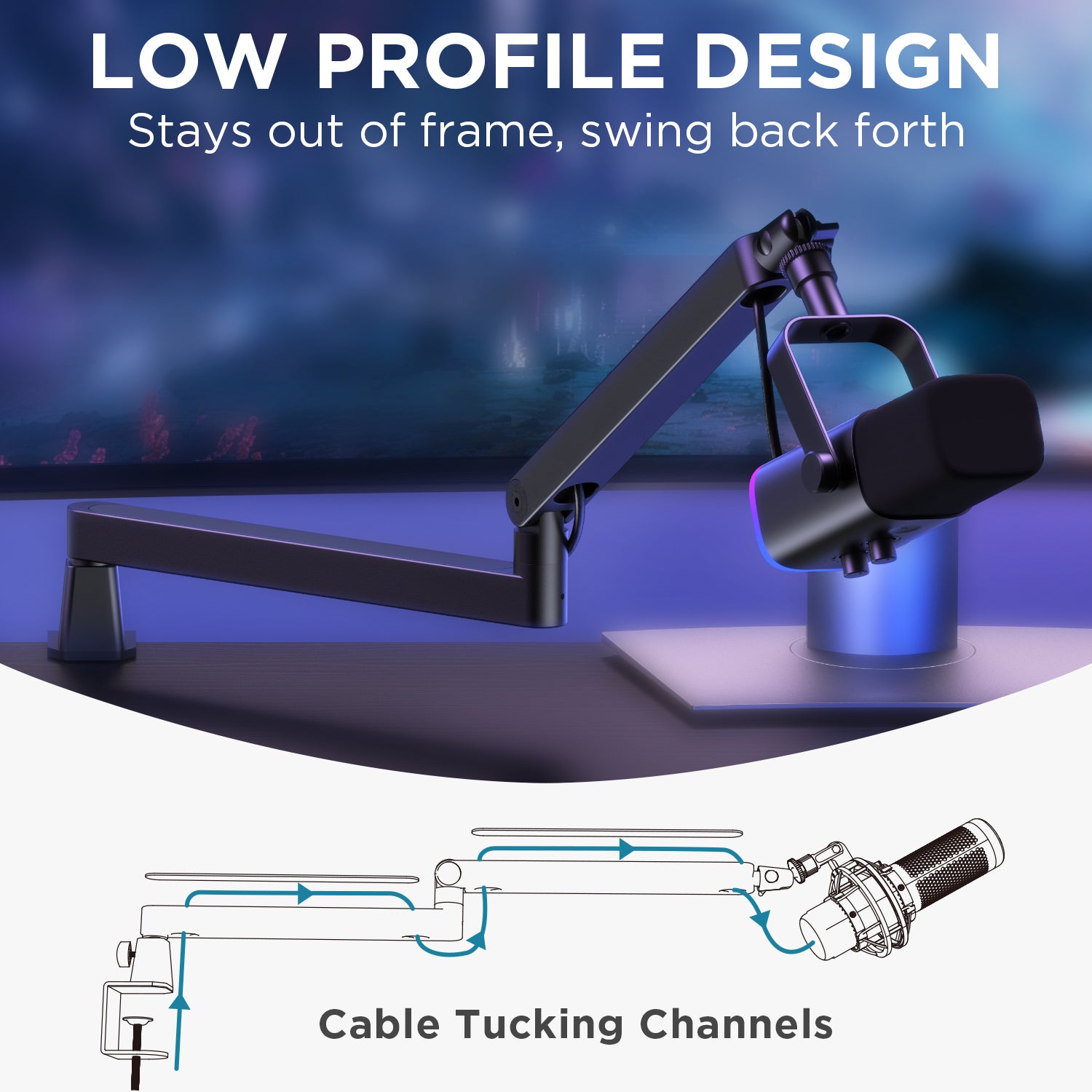 InnoGear Microphone Boom Arm, 360° Rotatable Low Profile Mic Stand wit
