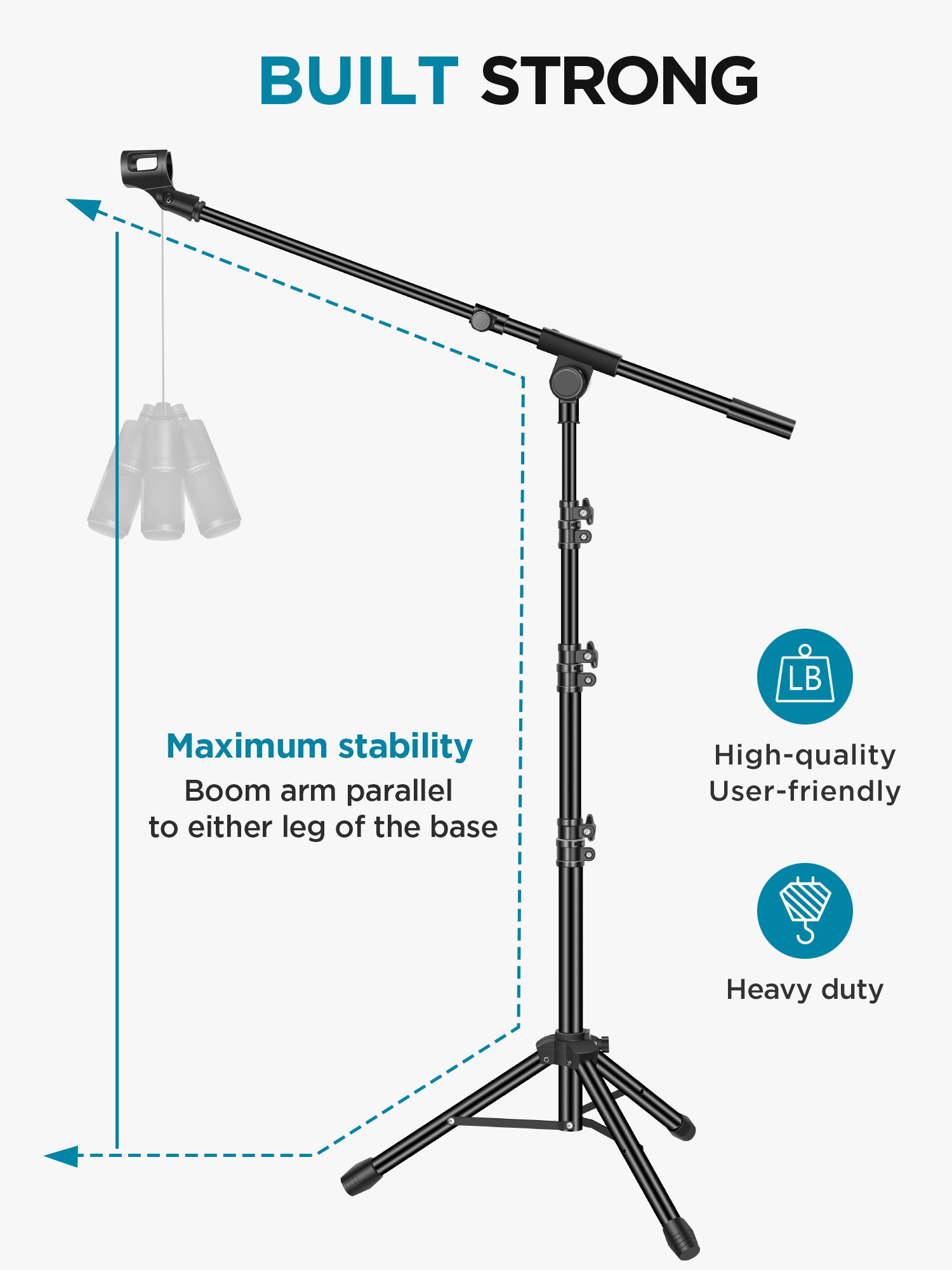 InnoGear Microphone Stand, Tripod Boom Arm Floor Mic Stand Height Adju