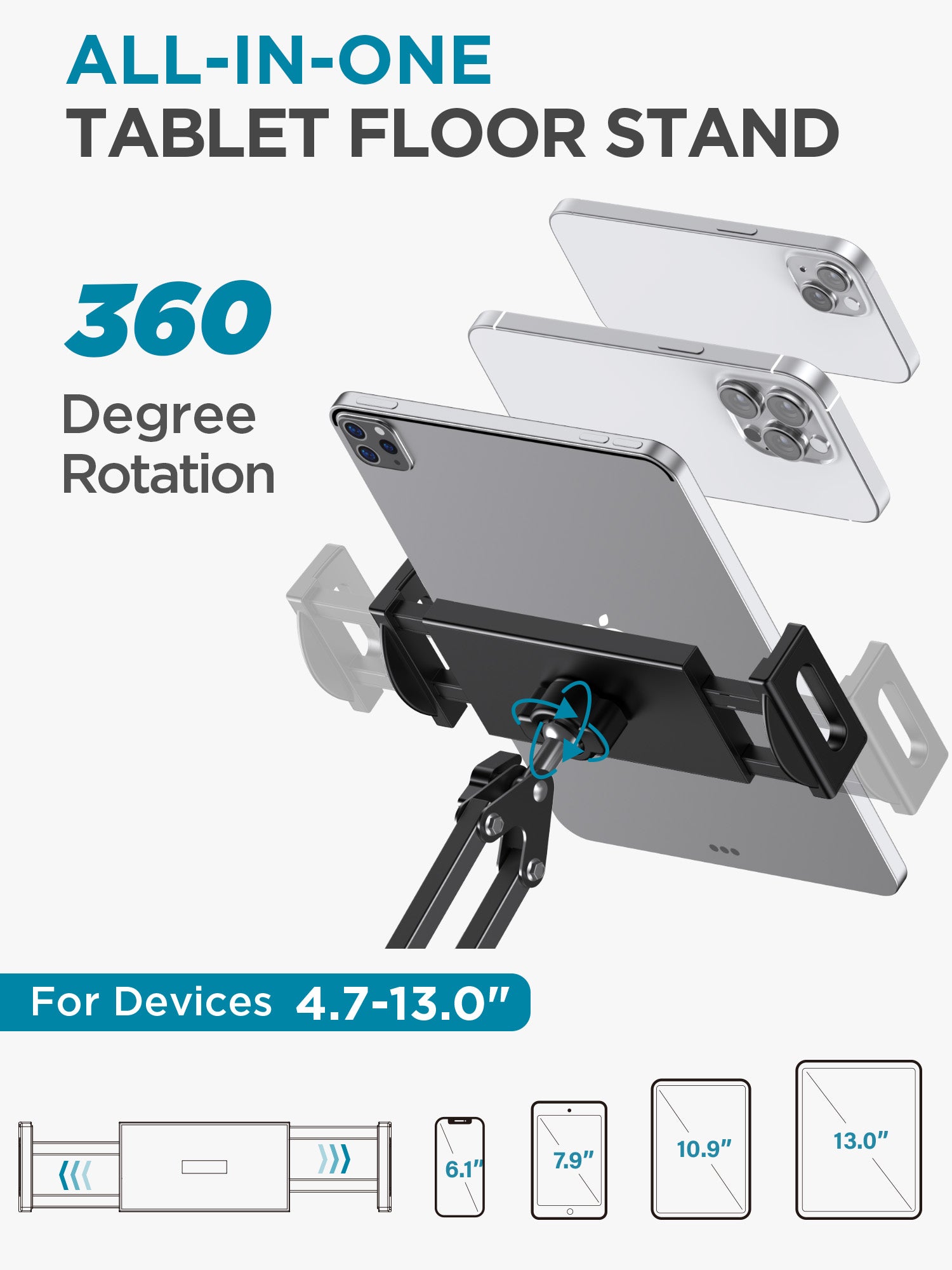InnoGear Tablet Floor Stand, Overhead Bed Phone Stand Adjustable Holde