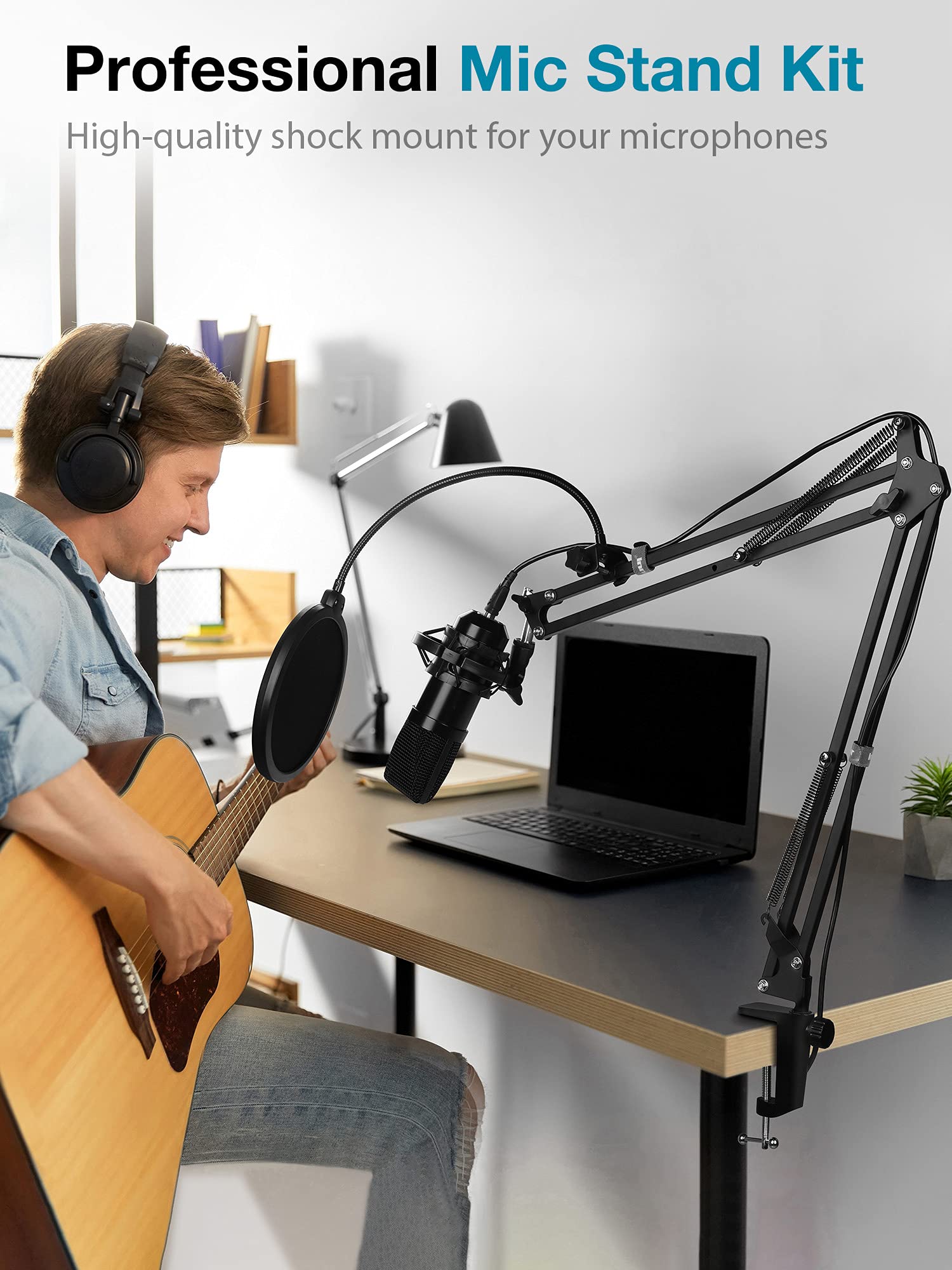 InnoGear Microphone Stand Mic Arm Boom Arm Set with Shock Mount, Mic C