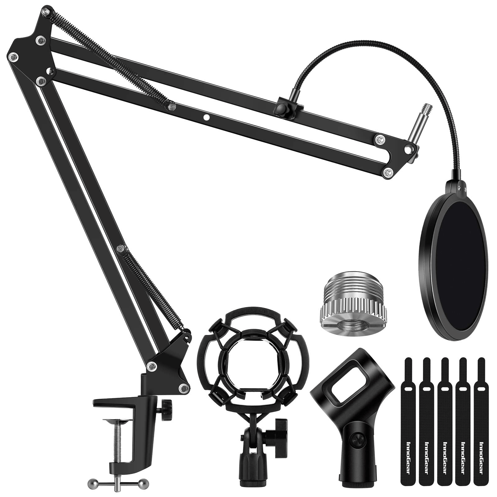 InnoGear Microphone Stand Mic Arm Boom Arm Set with Shock Mount, Mic C